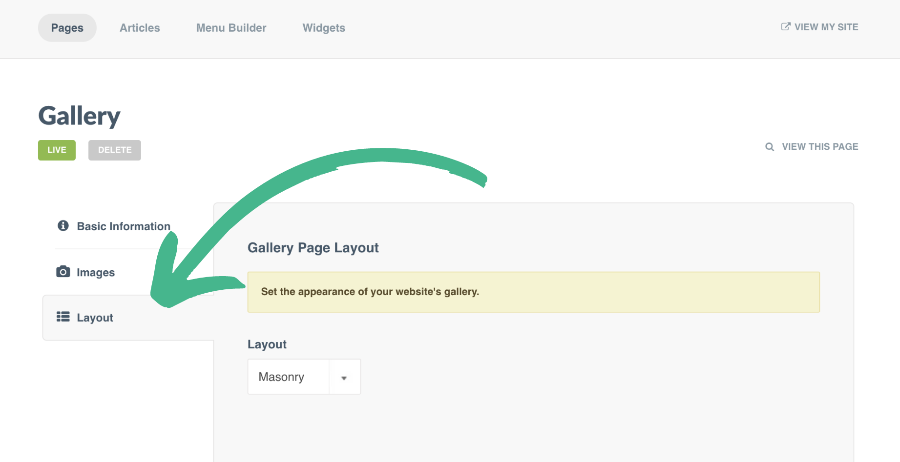 Edit the layout and appearance of Gallery pages – Springnest Help Centre